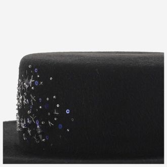 Ruslan Baginskiy Womens Hat Embroidered Wool Felt Black