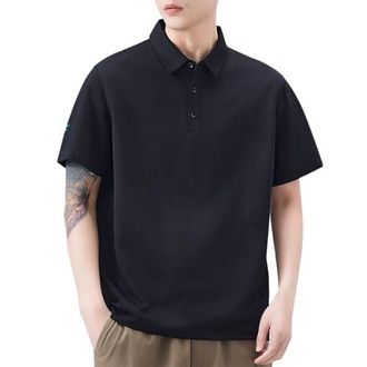 Generic Polo &agrave; manches courtes pour homme - Basique - Coupe ajust&eacute;e - Respirant - Pour le golf - Pour l&eacute;t&eacute; - T-shirt classique respirant - Taille M &agrave; 3XL, Noi