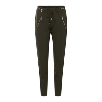 Rue de Femme RUE de Femme - Pantalon d&eacute;contract&eacute; argent&eacute; avec poches &agrave; fermeture &eacute;clair - Femme - Pantalons - Vert - Taille: 38 FR