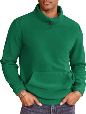 Coofandy Herren Pullover Sweatshirt Fleece Vlies Streetwear Winddicht Gr&uuml;n XL