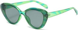 Generic Lunettes de soleil rondes pour femme avec petit cadre Street Shot UV400, Vert/gris, Taille unique