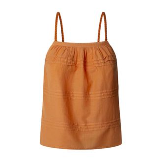 Pepe Jeans London Femme, Tops, Orange, Taille: 38 FR Haut Orange Lavé avec Bretelles Fines
