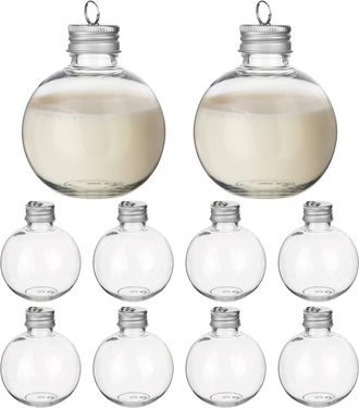 Hemobllo 10 Stück 150 ML Weihnachtskugeln Zum Befüllen - Durchsichtige Kunststoffornamente, DIY PlastikWeihnachtskugeln, Luftdichte Getränkeflaschen Saftflasch
