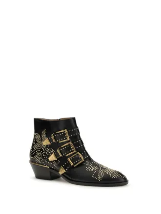 Chlo&eacute; Womens Susan Boots Black Gold. Calf Leather Bos Taurus