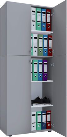 VCM Büroschrank mit 5 Fächern | moderner Aktenschrank mit Drehtüren | Maße ca. B. 70 x H. 184 x T. 40 cm - Lona 5-Fach