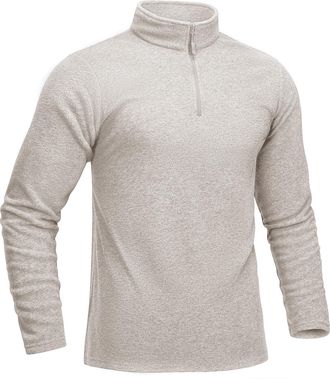 KEFITEVD Pullover Herren 1/4 Zip Stehkragen Langarm Sweatshirt Arbeitspullover Fleece Pulli f&uuml;r Outdoor Sport Fitness Cremewei&szlig; 3XL