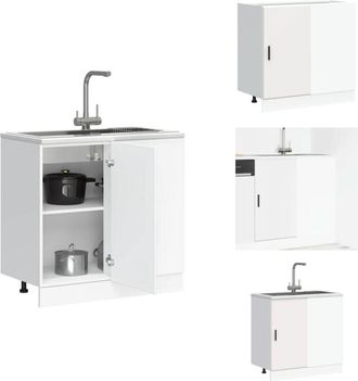 vidaXL Sp&uuml;lenunterschrank Wei&szlig; Holzwerkstoff - Sp&uuml;lenunterschrank - Sp&uuml;lenunterschr&auml;nke - K&uuml;chenunterschrank - Unterschrank F&uuml;r K&uuml;che