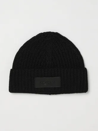 Dondup Gerippte Beanie-M&uuml;tze aus Wollmischung mit Umschlag und gesticktem Logo