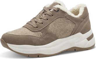 Marco Tozzi Damen Plateau Sneaker mit Lederanteil Gefüttert, Beige (Desert Comb), 39 EU