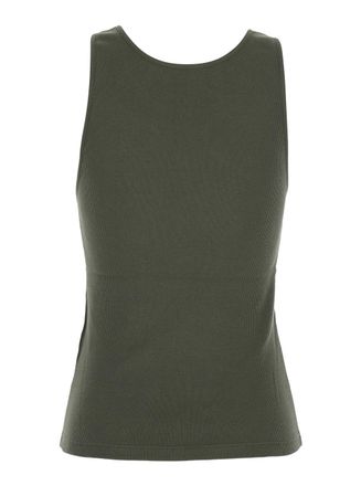Saint Laurent Womens Top Debardeur Broderie Jersey Green Cotton Tops