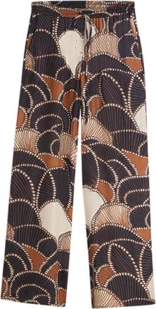 Summum Femme, Pantalons, Multicolore, Taille: 42 FR Pantalon Large en Serg&eacute; Satin&eacute; Imprim&eacute;
