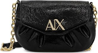 A|X Armani Exchange Femme, Sacs, Noir, Taille: ONE Size Sac bandouli&egrave;re Craquel&eacute; &agrave; effet logo