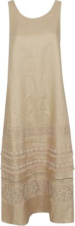 Max Mara Femme, Robes, Beige, Taille: 40 FR Robe Longue en Lin Coupe Droite