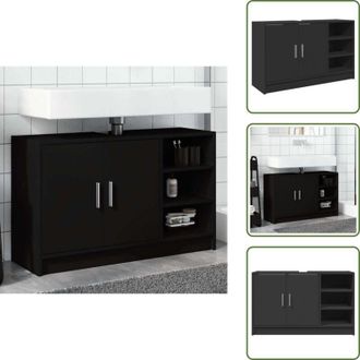 vidaXL The Living Store Waschbeckenunterschrank Schwarz 90x29x55 cm Holzwerkstoff - Holzwerkstoff