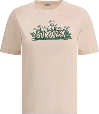 Burberry Femme, Tops, Rose, Taille: 36 FR T-shirt en coton &agrave; imprim&eacute; monogramme