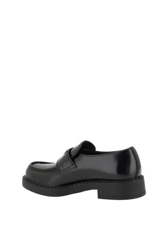 Prada Mens Leather Loafers Calf Black