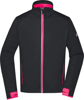 James & Nicholson Herren Softshell Sportjacke - Hochfunktionelle Jacke f&uuml;r Outdooraktivit&auml;ten | Farbe: black/light-red | Gr&ouml;sse: XL