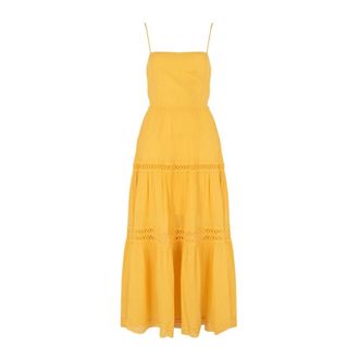 Guess SL Lace Up Long Safa Kleid - - Dresses - Damen - Gelb - L