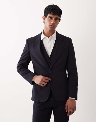 Asos Blazer de costume ajust&eacute; - Bleu marine