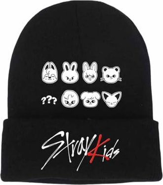 YiJee KPOP Stray-K Beanie - Bonnet dhiver unisexe avec broderie - SKZ SKZOO - Pour les fans de Stays - Noir - Taille unique, Asp6, taille unique