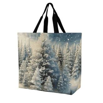 Generic No&euml;l F&eacute;&eacute;rique Sous Un Sapin Enneig&eacute; Sac Fourre-Tout Grand Sacs De Courses D&eacute;contract&eacute; Sac A Main Femmes Pour Travail Plage Universit&eacute;