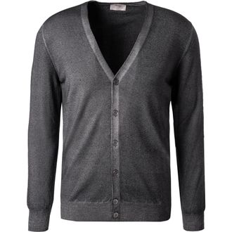 Gran Sasso Herren Cardigan grau Merinowolle meliert