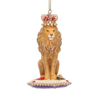 Gisela Graham L&ouml;we auf Kissen, Kunstharz, 8 cm - Dekoration, H&auml;ngend, Gold, Weihnachten