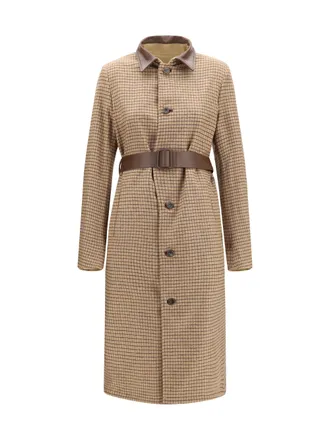 Jacob Cohen Womens Reversible Cotton Gabardine And Cashmere Pied-De-Poule Trench Coat D90