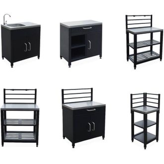 Sweeek Ensemble de meubles de cuisine ext&eacute;rieure en acier inoxydable 6 modules