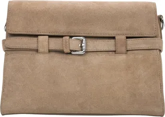 Estro & Luminara Femme, Sacs, Beige, Taille: ONE Size Sac bandouli&egrave;re en velours avec boucle d&eacute;corative