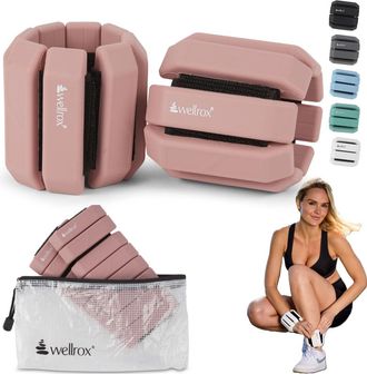 Wellrox Gewichtete Armreifen Comfort Edition - 1,1 kg (0,5 kg je Handgelenkgewicht) verstellbare Kn&ouml;chel- und Handgelenkgewichte f&uuml;r Damen & Herren - Armgewic