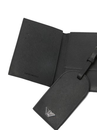 Emporio Armani Regenerated Saffiano Passport Holder - Black
