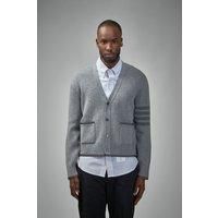 Thom Browne Milano Stitch V Neck Cardigan In Merino Wool