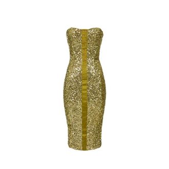Elisabetta Franchi Femme, Robes, Vert, Taille: 36 FR Robe bustier avec sequins et fermoirs bijoux