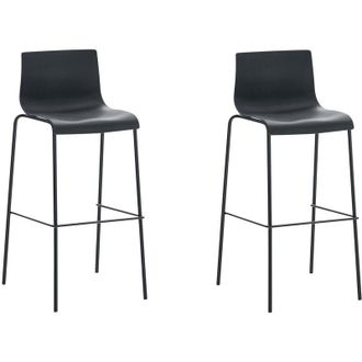 Clp Ensemble de 2 tabourets modernes avec cadre noir et si&egrave;ge en plastique diverses couleurs colore : noir