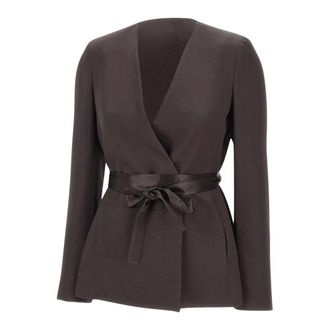 HUGO BOSS Femme, Vestes, Brun, Taille: 42 FR Blazer ajust&eacute; en serg&eacute; lustr&eacute;