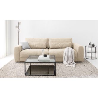 Studio Copenhagen home24 3-Sitzer Sofa Beige/Beige Webstoff Amila 252 x 80 x 117cm Modern
