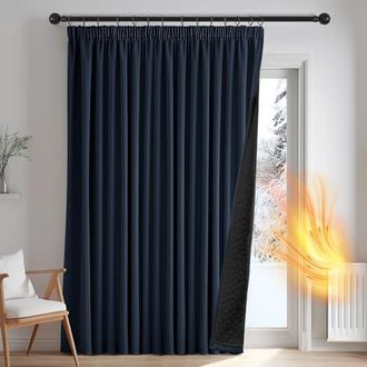 Deconovo Lot de 1 Rideau occultant, Opaque, avec Volants, Thermique, pour Chambre &agrave; Coucher, Salon, Isolation Thermique Dos Noir, 140L X 160H cm (1 Panneaux) B