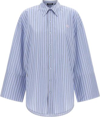 Rotate Rotate Birger Christensen, Femme, Blouses et Chemises, Bleu, Taille: 40 FR Chemise ray&eacute;e oversize en popeline