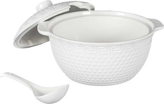 The Home Deco Factory Home Deco Factory, KA0279, 9-Piece Porcelain Soup Service, 27L Tureen, Ladle and 6 Bowls, Clean and Elegant Design, Ideal for Dinners and Receptions, 