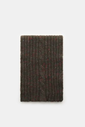 04651/ Herren - Schal dark olive/rot meliert