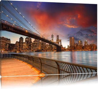Pixxprint Brooklyn Bridge Park New York, Größe: 100x70cm, Leinwandbild, fertig gespannt, Wandbild, Dekoration, Kunstdruck, kein Poster