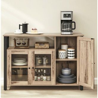 Vasagle Meuble de Rangement Vasagle Buffet avec Placard 3 Portes - 110 x 33 x 75 cm - Style Industriel - Marron Rustique et Noir