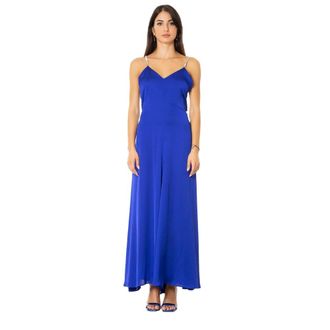 Simona Corsellini Robe de Soir&eacute;e Satin&eacute;e - Femme - Robes - Bleu - Taille: 40 FR