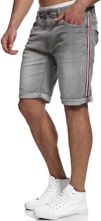 Indicode Hommes Fife Jeans Shorts | Pantalon Court en Jean à 5 Poches Lt Grey L