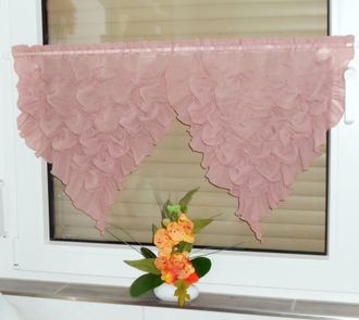 Generic 2er Set Gardine Store Bistrogardine Scheibengardine Vorhang Altrosa, 53 x 53 cm