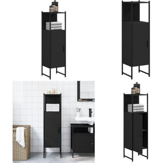 vidaXL Armoire de salle de bain noir 33x33x120,5 cm bois dingénierie - Armoire De Salle De Bain - Meuble De Salle De Bain - Rangement Salle De Bain