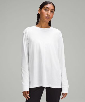 lululemon All Yours Baumwoll-Langarmshirt für Frauen - Größe 14 in White