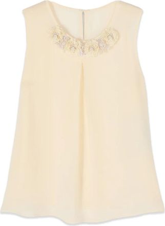 Oltre Femme, Tops, Blanc, Taille: 44 FR Top en soie/viscose avec embellissements