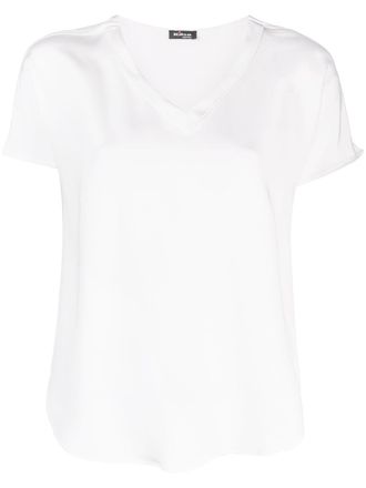 Kiton blouse en soie &agrave; manches courtes - Blanc